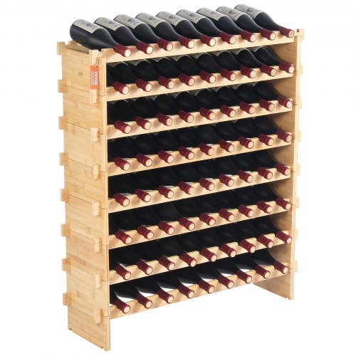 VEVOR 72 Bottle Upgrade Modular Wine Rack Bamboo Wood Display Shelf 8 ...