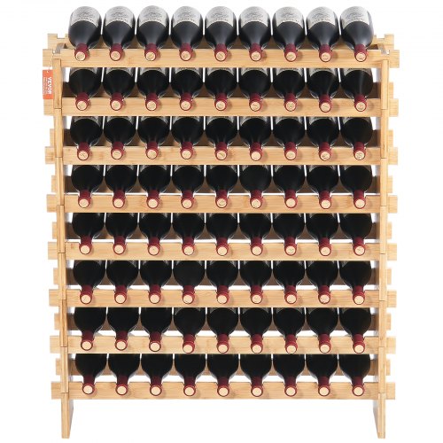 VEVOR 72 Bottle Upgrade Modular Wine Rack Bamboo Wood Display Shelf 8-Tier | VEVOR US