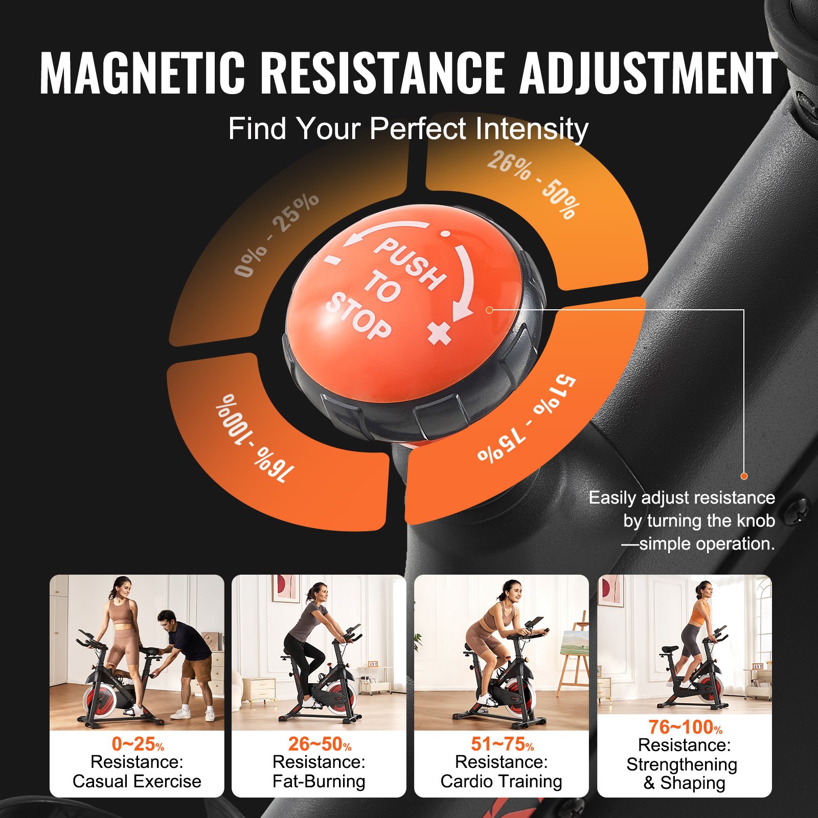 VEVOR Exercise Bike Magnetic Resistance Stationary Bike Indoor Cycling ...