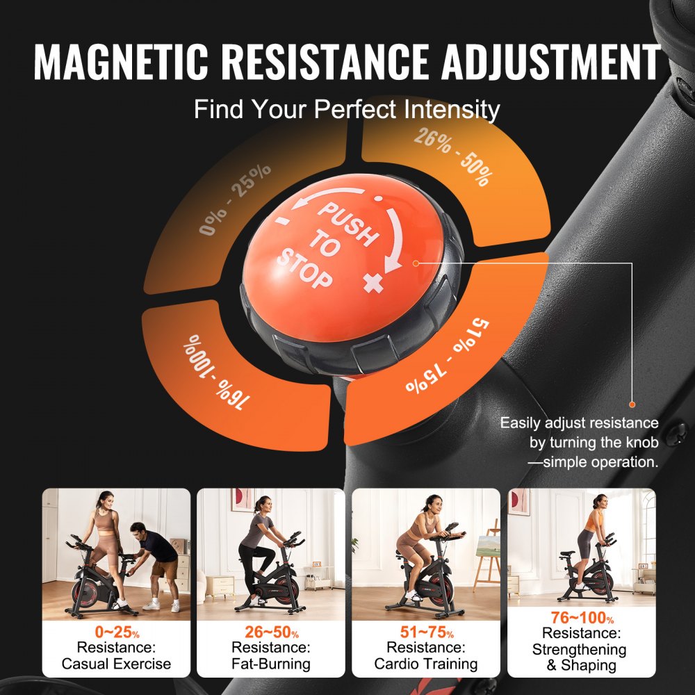 VEVOR Exercise Bike Magnetic Resistance Stationary Bike Indoor Cycling ...