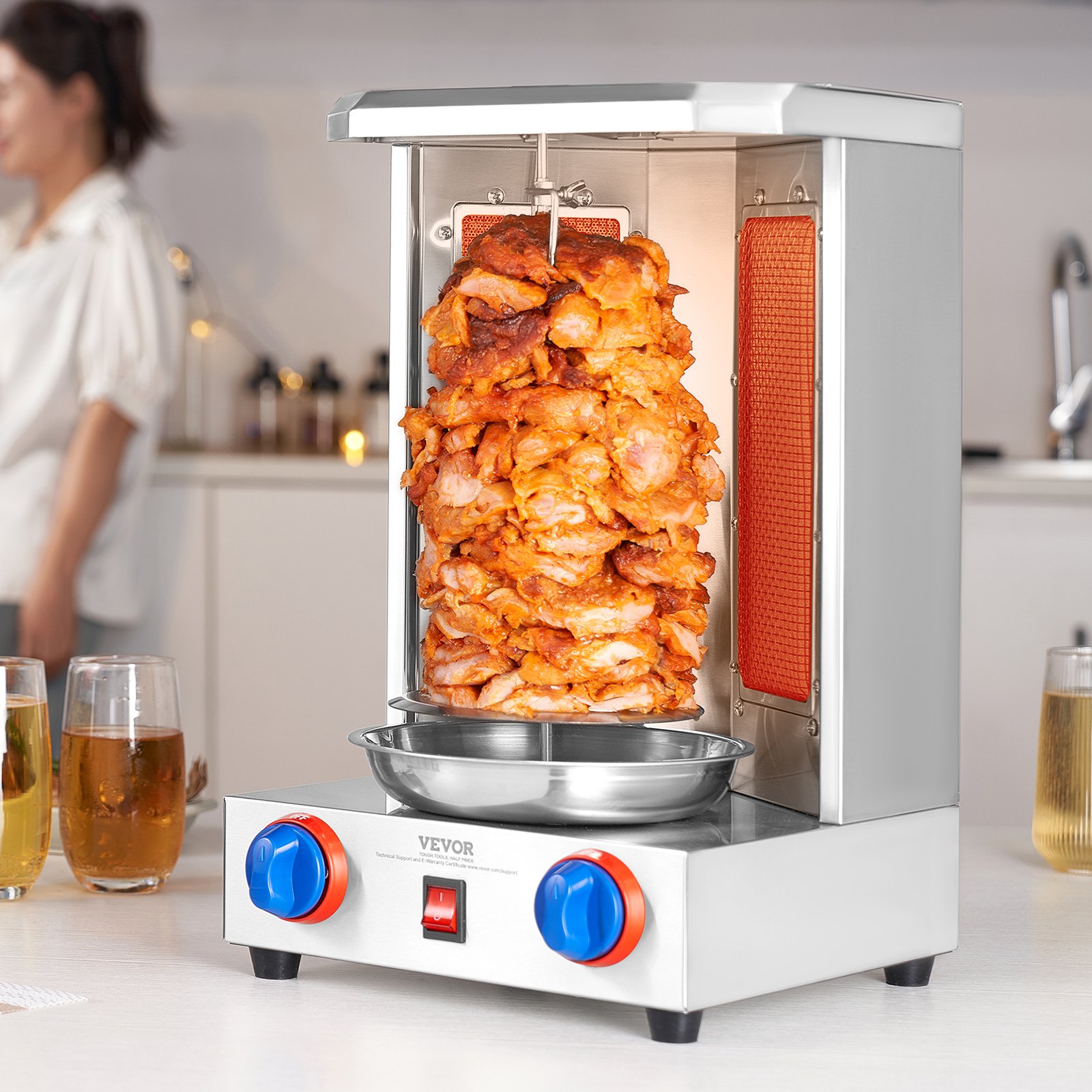 VEVOR Shawarma Grill Machine, 13 lbs Capacity, Chicken Shawarma Cooker ...