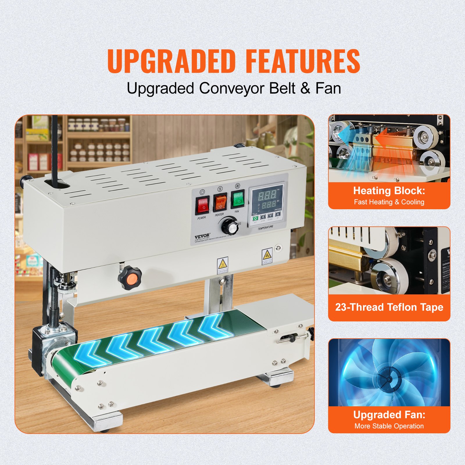VEVOR Continuous Bag Band Sealing Machine Vertical Band Sealer Carbon ...