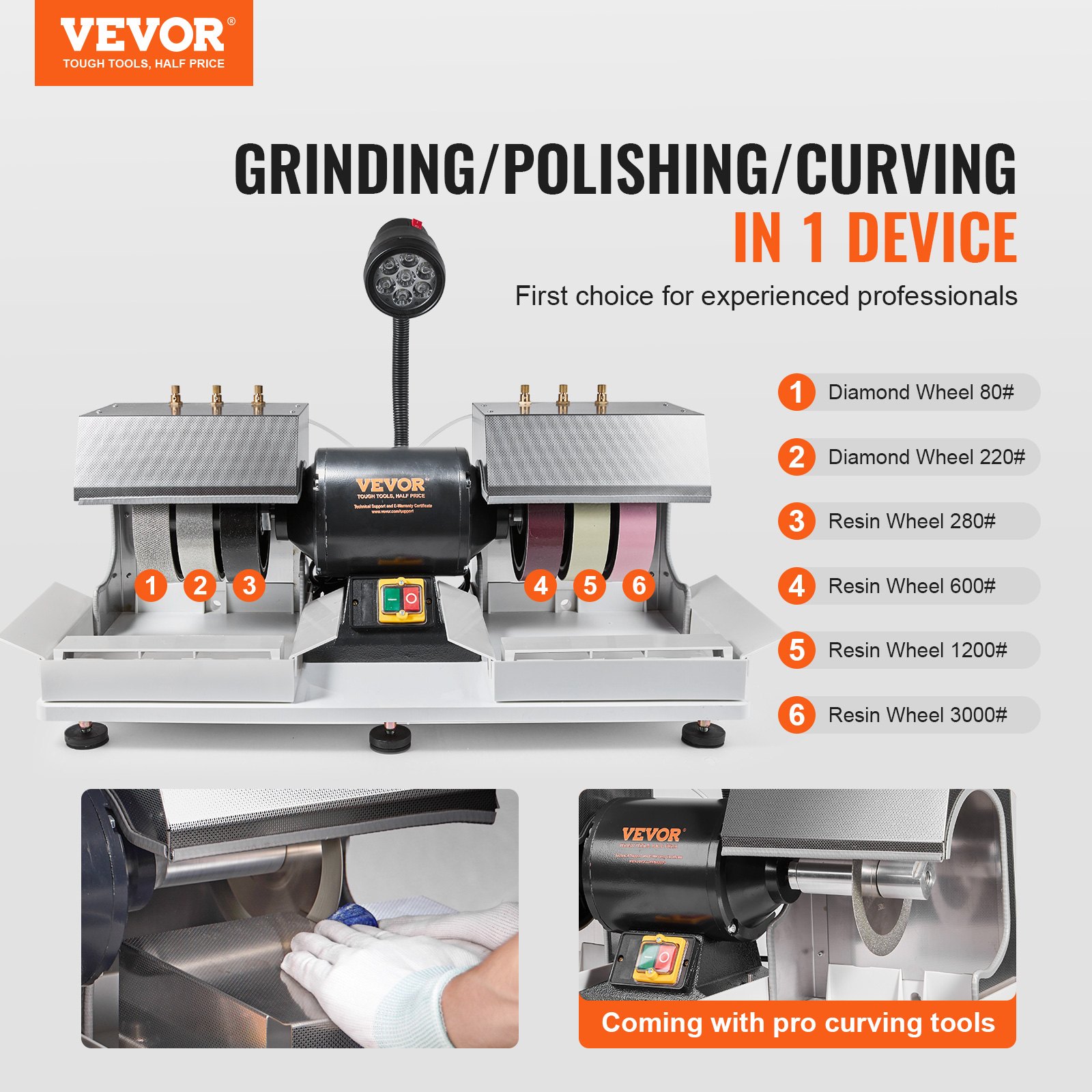 VEVOR Cabbing Machine, 6" 1/4HP 1800rpm Efficient, Lapidary Rock ...