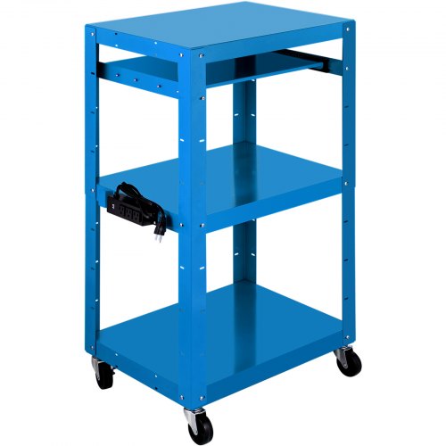 VEVOR Steel AV Cart, 27-41" Height Adjustable Media Cart with 19" x 14 ...