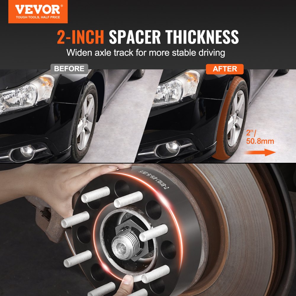 VEVOR 2" 8"x6.5" Wheel Spacers Wheel Adapters 8 Lug Forged Spacer 2 PCS ...
