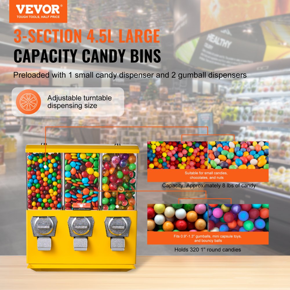 VEVOR Gumball Machine Vending Coin Bank Vintage Candy Dispenser Stand ...
