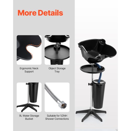 Portable Shampoo Bowl with Shower Head Bucket Drain Hose Adjustable ...