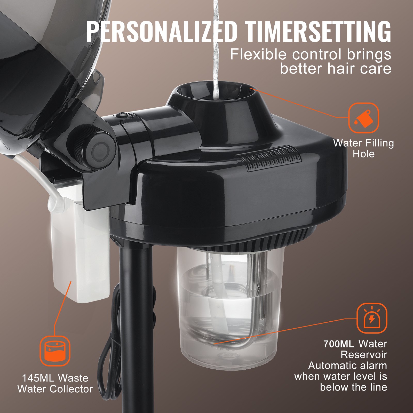 VEVOR Professional Hair Steamer for Deep Conditioning, 11.81-inch ...
