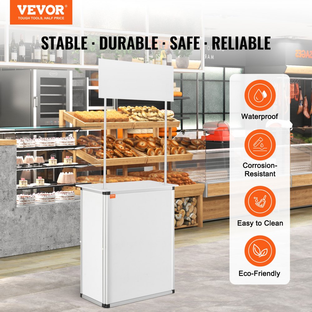 VEVOR Promotion Counter Table, Portable Tradeshow Podium Table, 30.91 ...