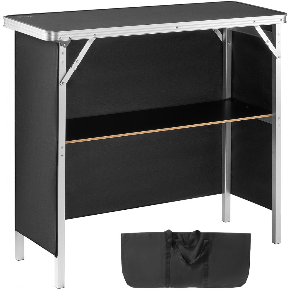 VEVOR Folding Portable Bar Table, Tradeshow Podium Table for Indoor ...