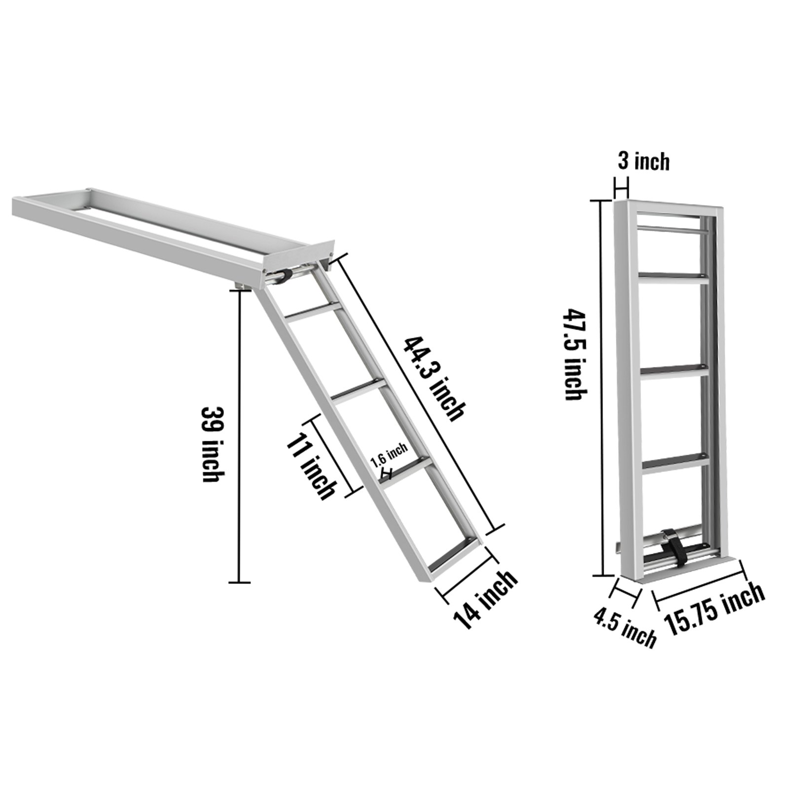 VEVOR VEVOR Escalera de muelle de aluminio de 4 peldaños, escalera de ...