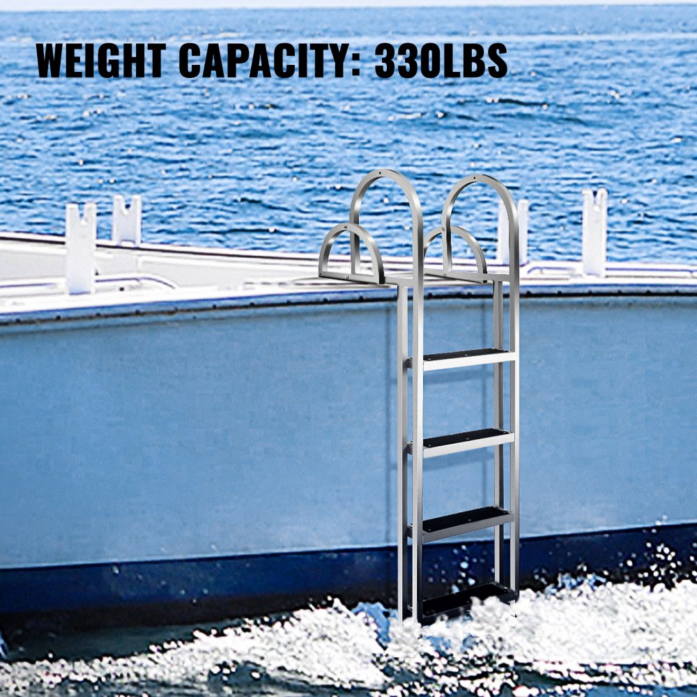VEVOR Aluminum Dock Ladder 4-step, Boat Ladder 330lbs Weight Capacity ...