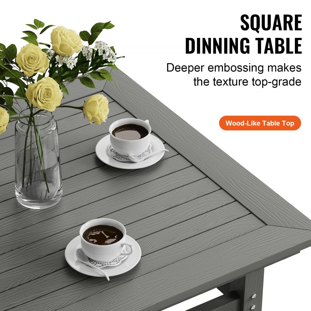 VEVOR 5 Pieces Patio Dining Set, Outdoor Square Furniture Table and ...