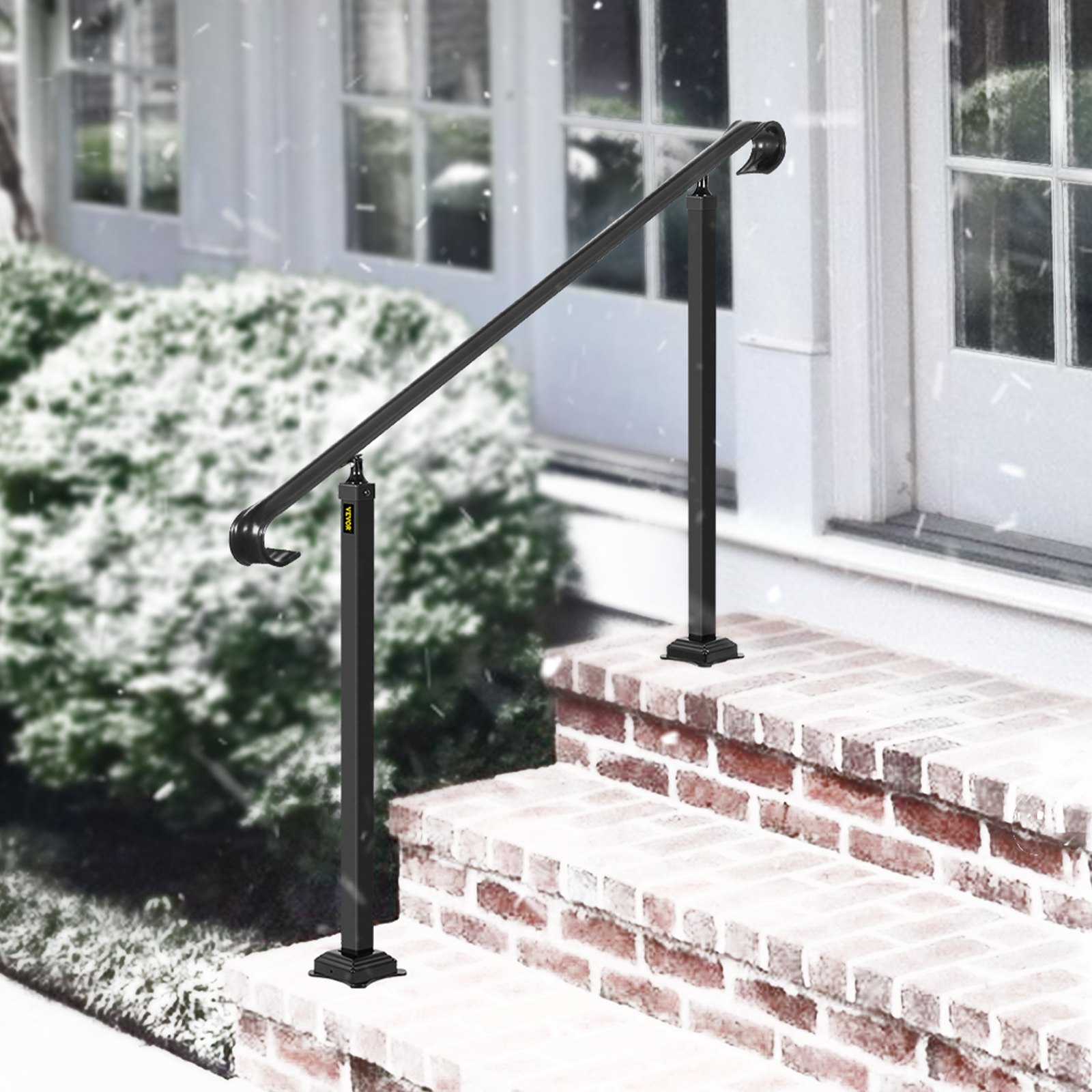 VEVOR Handrails for Outdoor Steps, Fit 1-3 Steps Outdoor Stair Railing ...