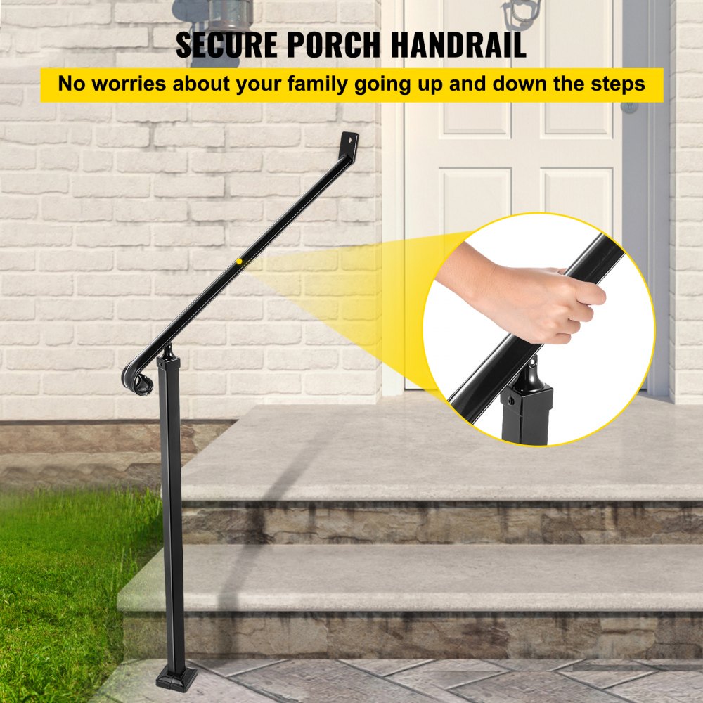 VEVOR Handrails for Outdoor Steps 2-3 Step Railings Wrought Iron ...