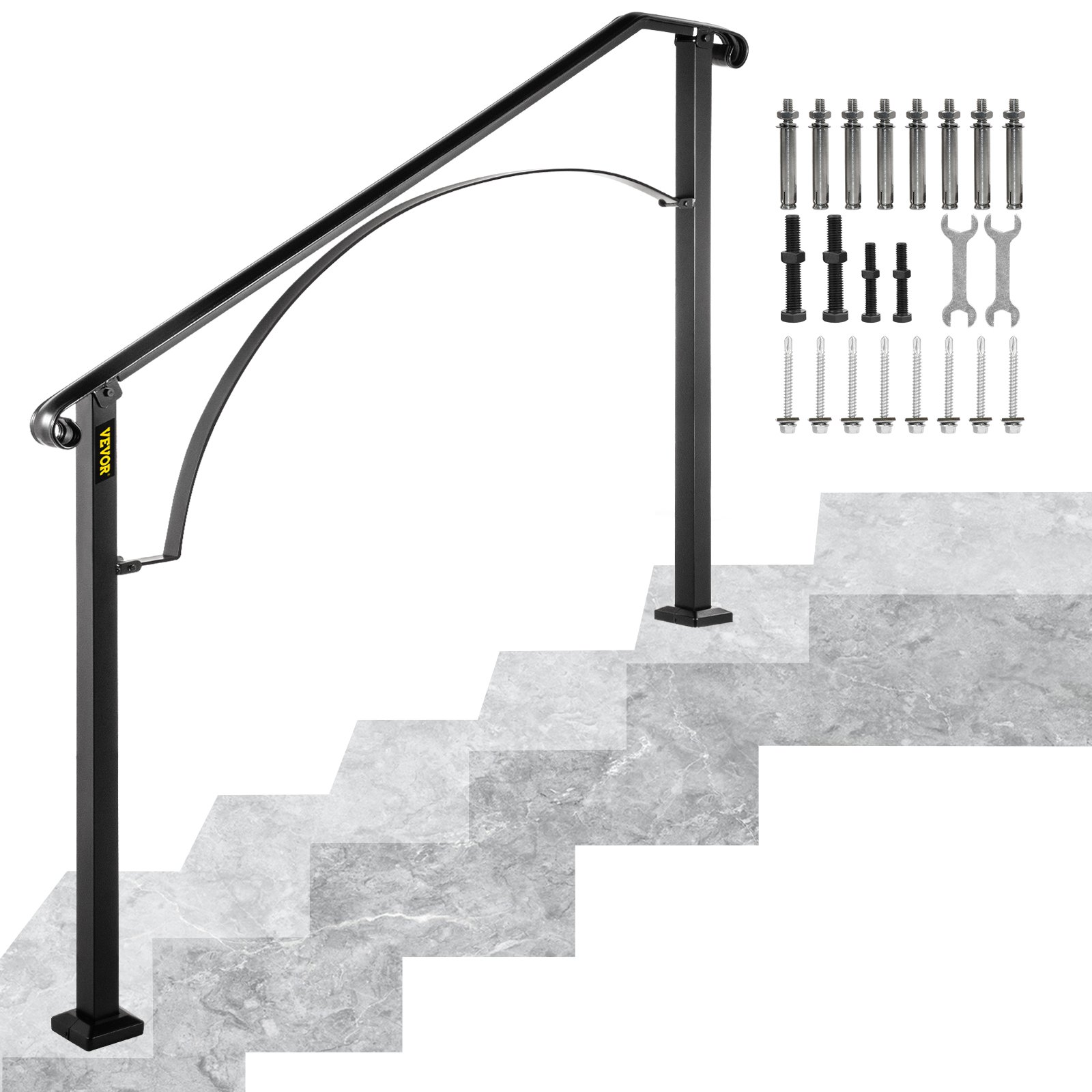 VEVOR Handrails for Outdoor Steps, Fit 4 or 5 Steps Outdoor Stair ...