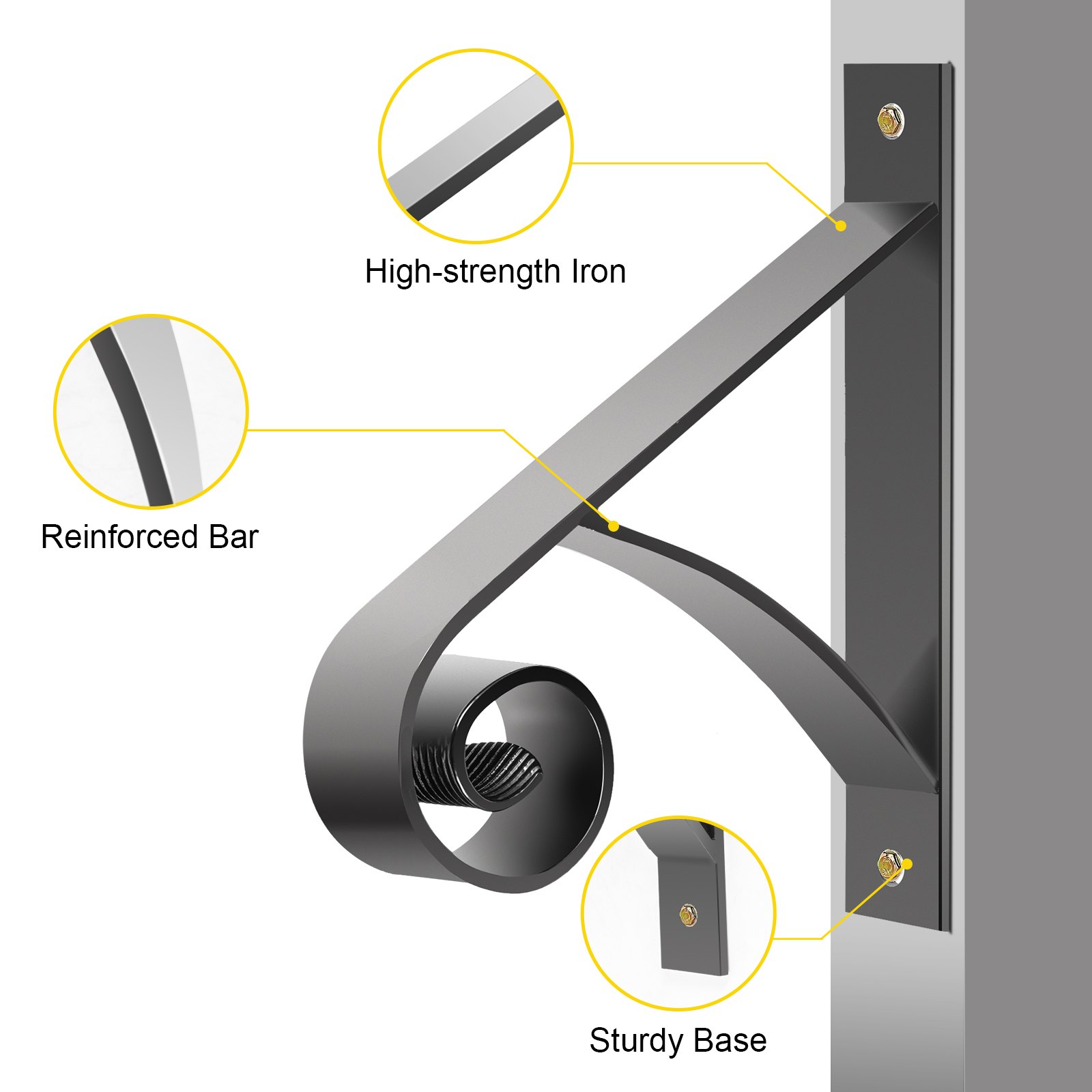 VEVOR Wrought Iron Handrail, 61.7lbs Load Iron Stair Railing, 1 or 2 ...