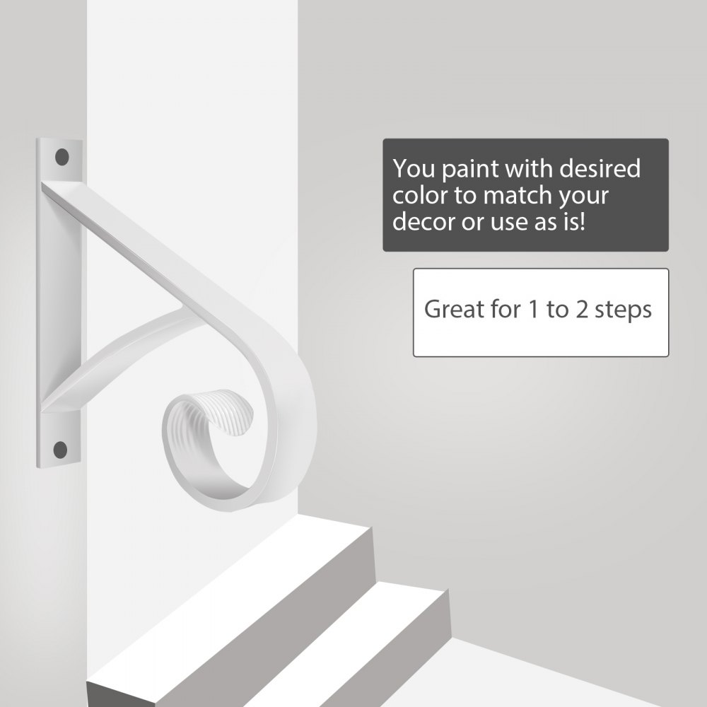 VEVOR Wrought Iron Handrail, 61.7lbs Load Iron Stair Railing, 1 or 2 ...