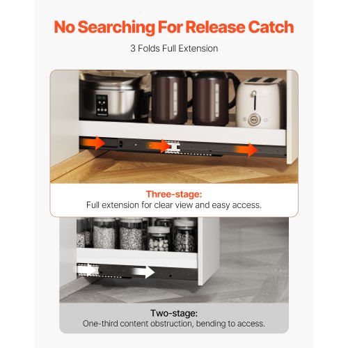 Undermount Drawer Slides 24 inch Under Stair Cabinet Rails 260 LB Load ...