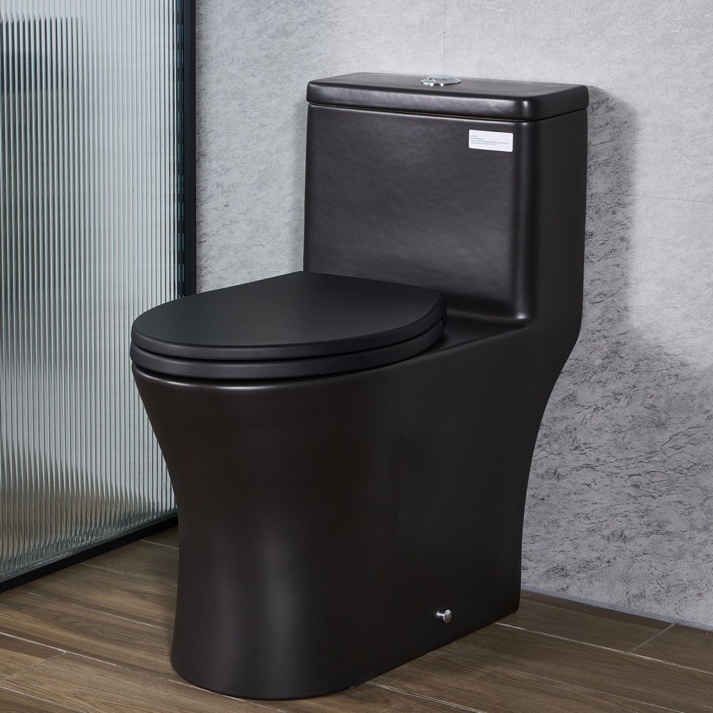 VEVOR Black Elongated Toilet – 1.0/1.28 GPF, 17.52", 99 lbs