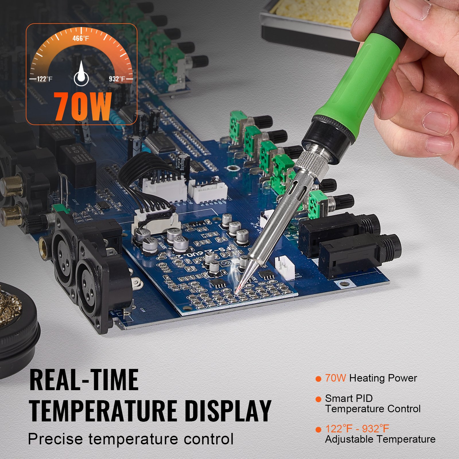 VEVOR Digital Soldering Iron Station – 70W Temp, 122°F-932°F