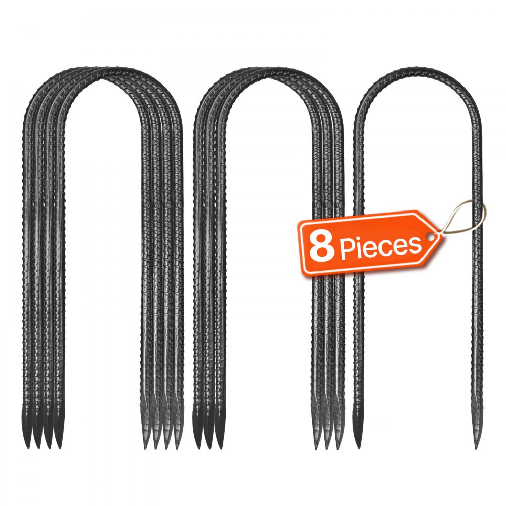 VEVOR U Shaped Ground Anchors – 12 Inch, 8 Pack, Chisel Tip