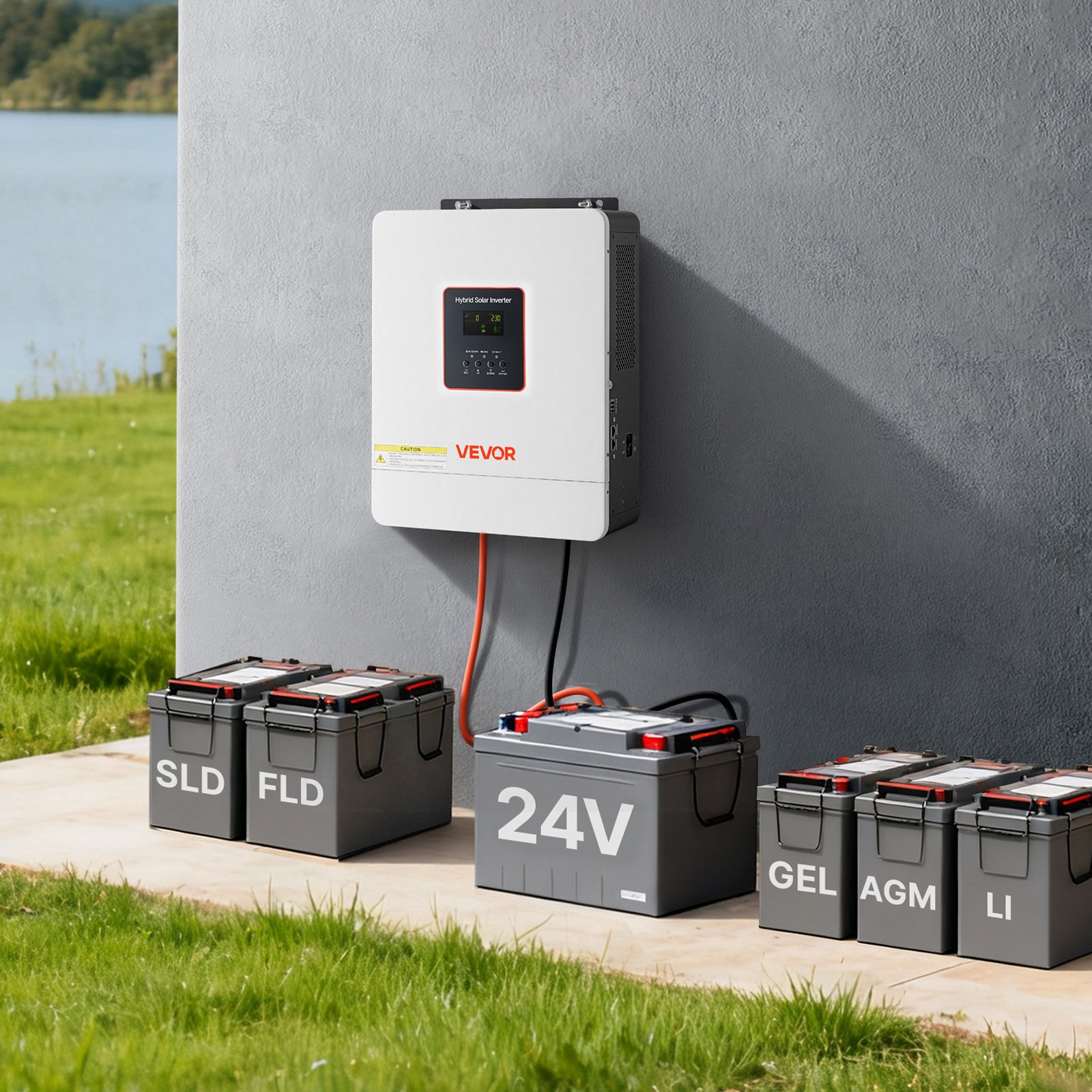 VEVOR 4000W Hybrid Solar Inverter, 24V DC to 230V AC, Pure Sine Wave ...
