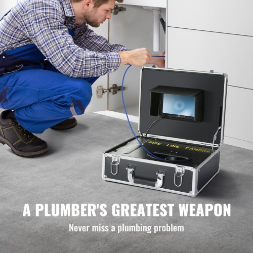 VEVOR Sewer Camera, 100 ft/30 m, 7" Screen Pipeline Inspection Camera ...