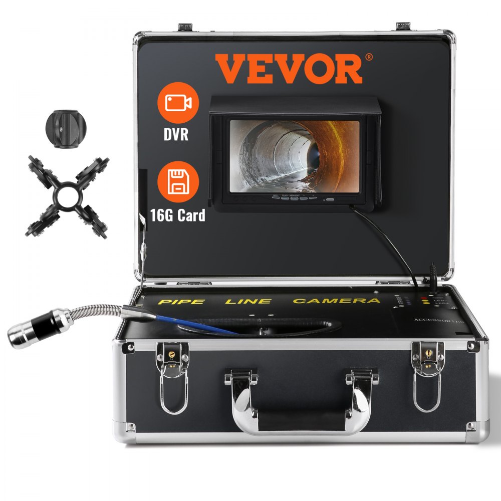 VEVOR Sewer Camera, 100 ft/30 m, 7" Screen Pipeline Inspection Camera ...