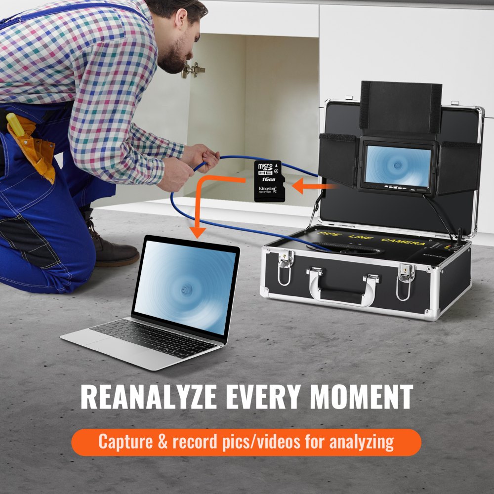 VEVOR VEVOR Sewer Camera Pipe Inspection Camera 7-inch Screen 1000TVL ...