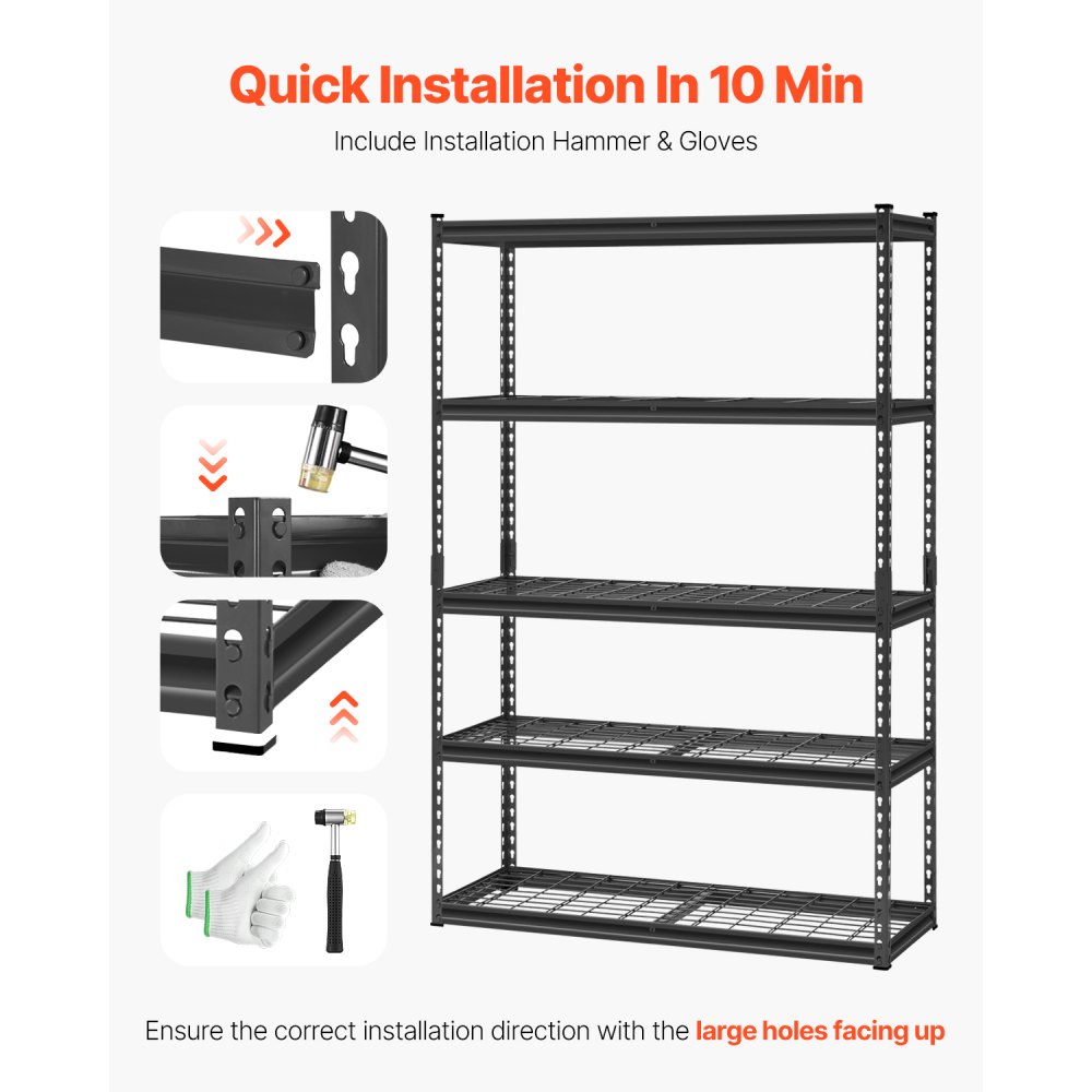 VEVOR Storage Shelves 5 Tier Adjustable Heavy Duty Garage Shelving Unit ...