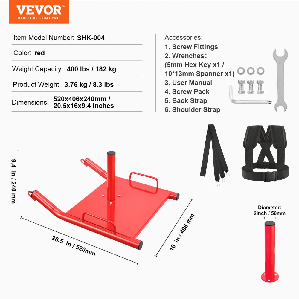 VEVOR Weight Training Pull Sled, Fitness Strength Speed Training Sled ...