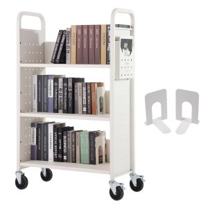 VEVOR Book Cart, 330 lbs Library Cart, 31.1" x 15.2" x 49.2" Rolling ...