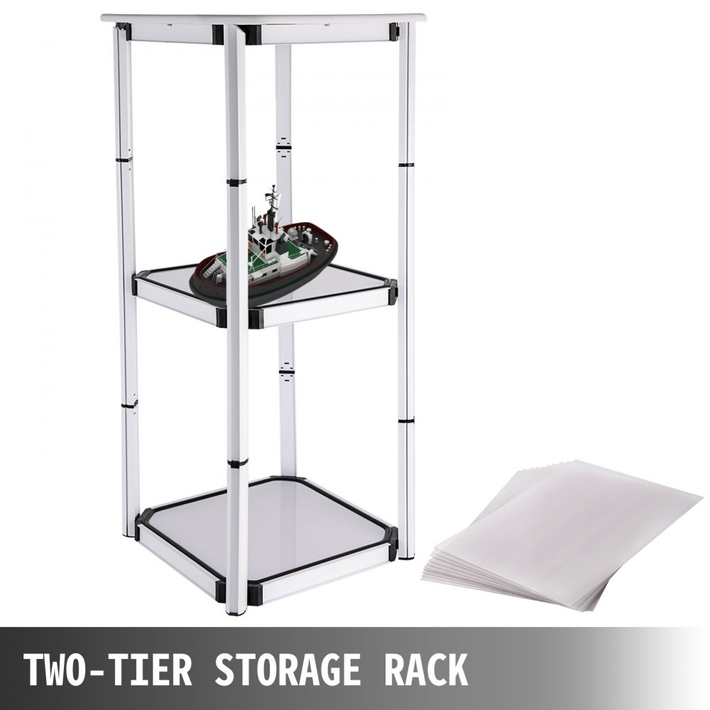 41.7" Spiral Tower Display Case Square Aluminum 10 Clear Panels Retail ...