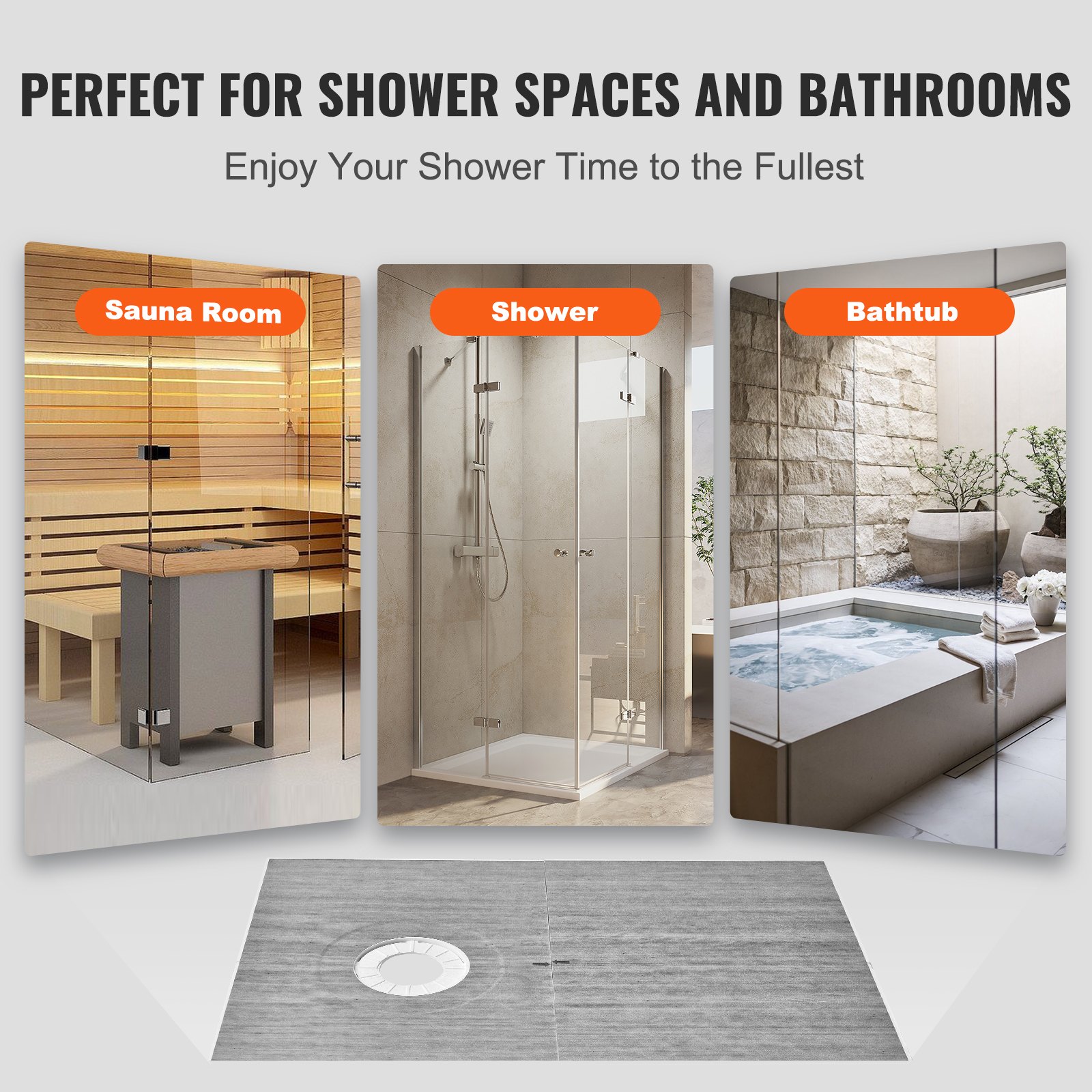 VEVOR Shower Curb Kit, 60"x38" Shower Pan Kit with 6.3" Offset Drain ...