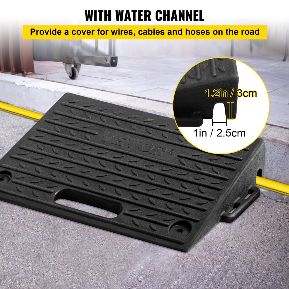 VEVOR Rubber Threshold Ramp, 2 Packs 1 Channel Doorway Ramp, 4" Rise ...
