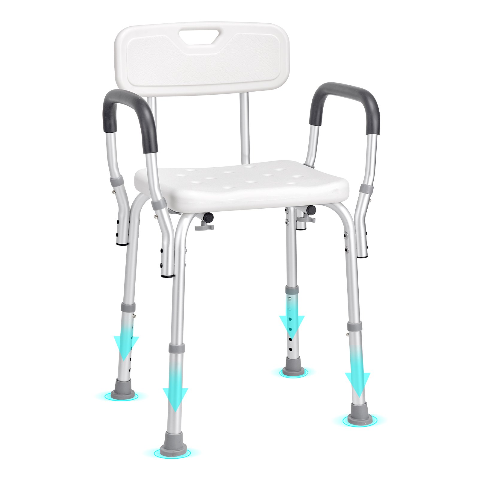 VEVOR Shower Chair, Shower Seat with Back, Adjustable Height Shower ...