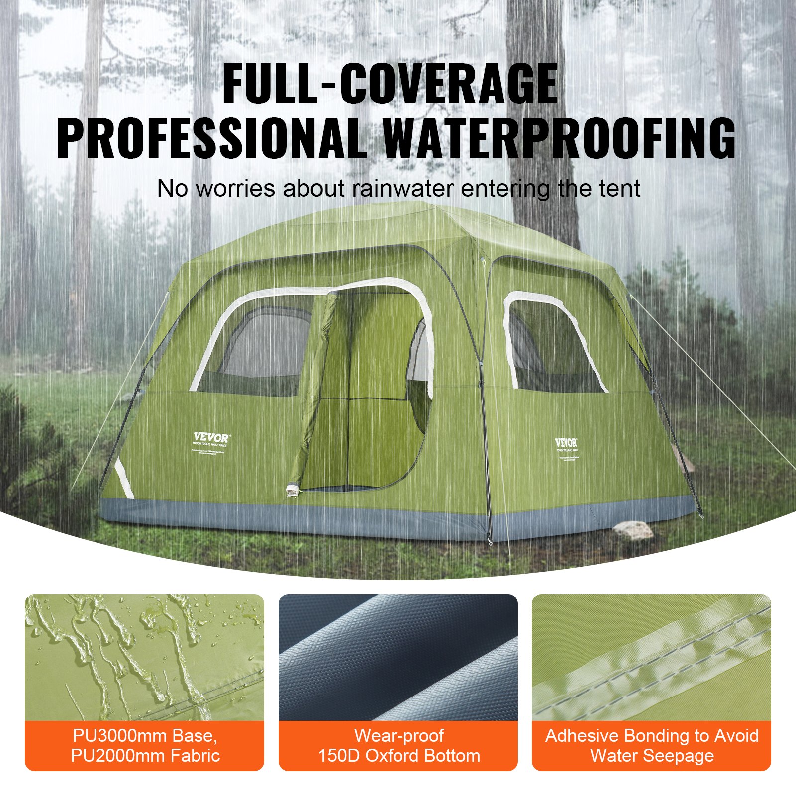 VEVOR 6 Person Camping Tent, Waterproof Lightweight Backpacking Tent ...