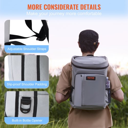 VEVOR Cooler Backpack, 28 Cans Backpack Cooler Leakproof, Waterproof ...
