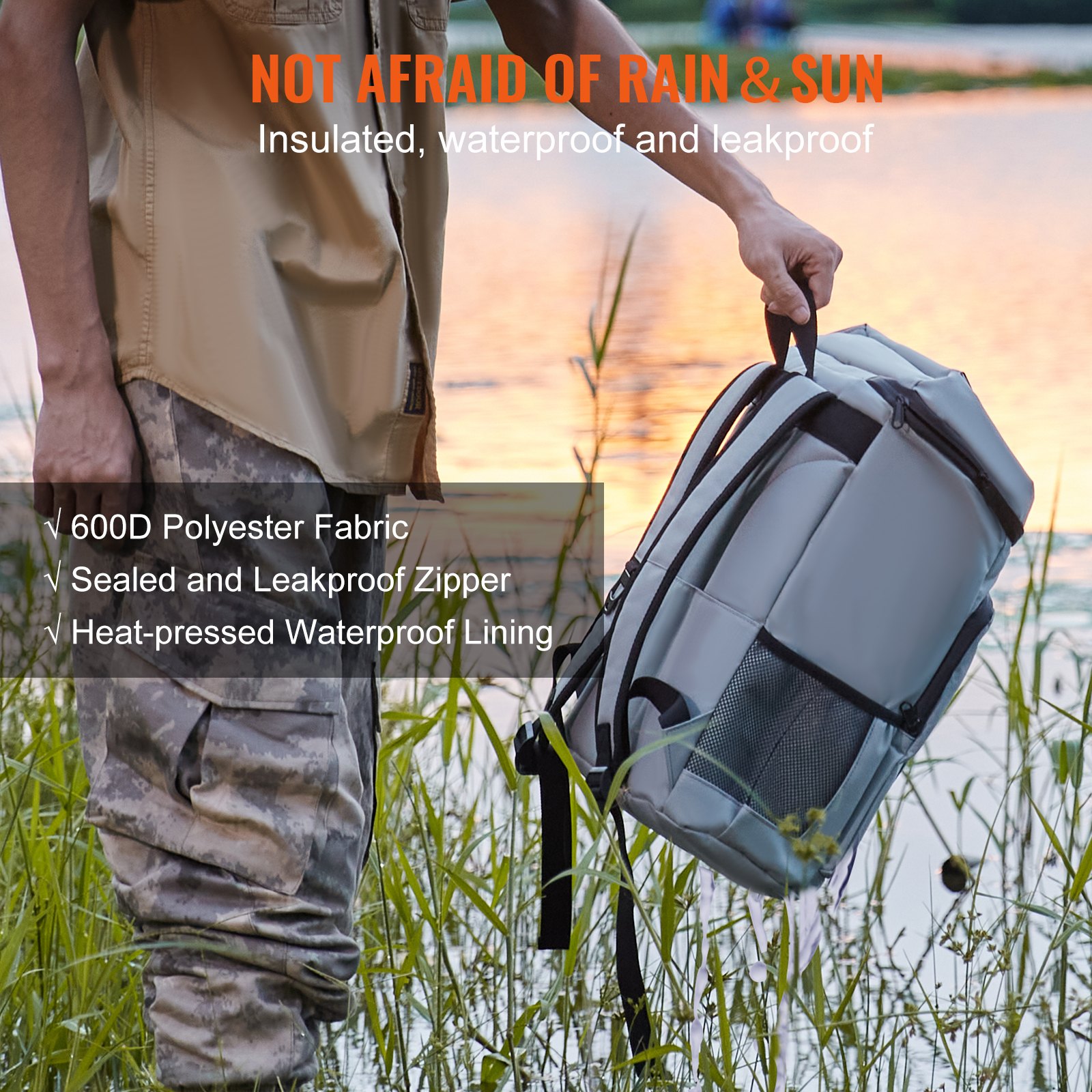 VEVOR Cooler Backpack, 28 Cans Backpack Cooler Leakproof, Waterproof ...