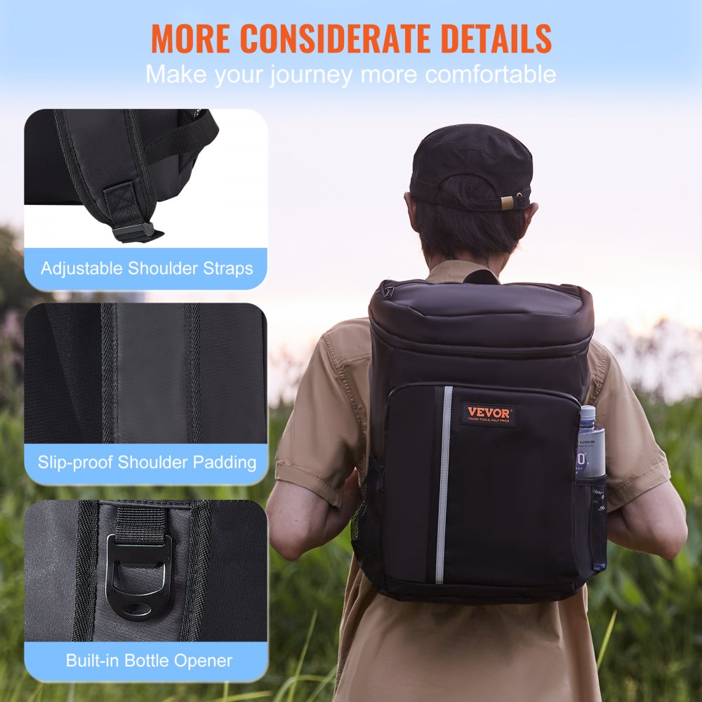 VEVOR Cooler Backpack, 28 Cans Backpack Cooler Leakproof, Waterproof ...