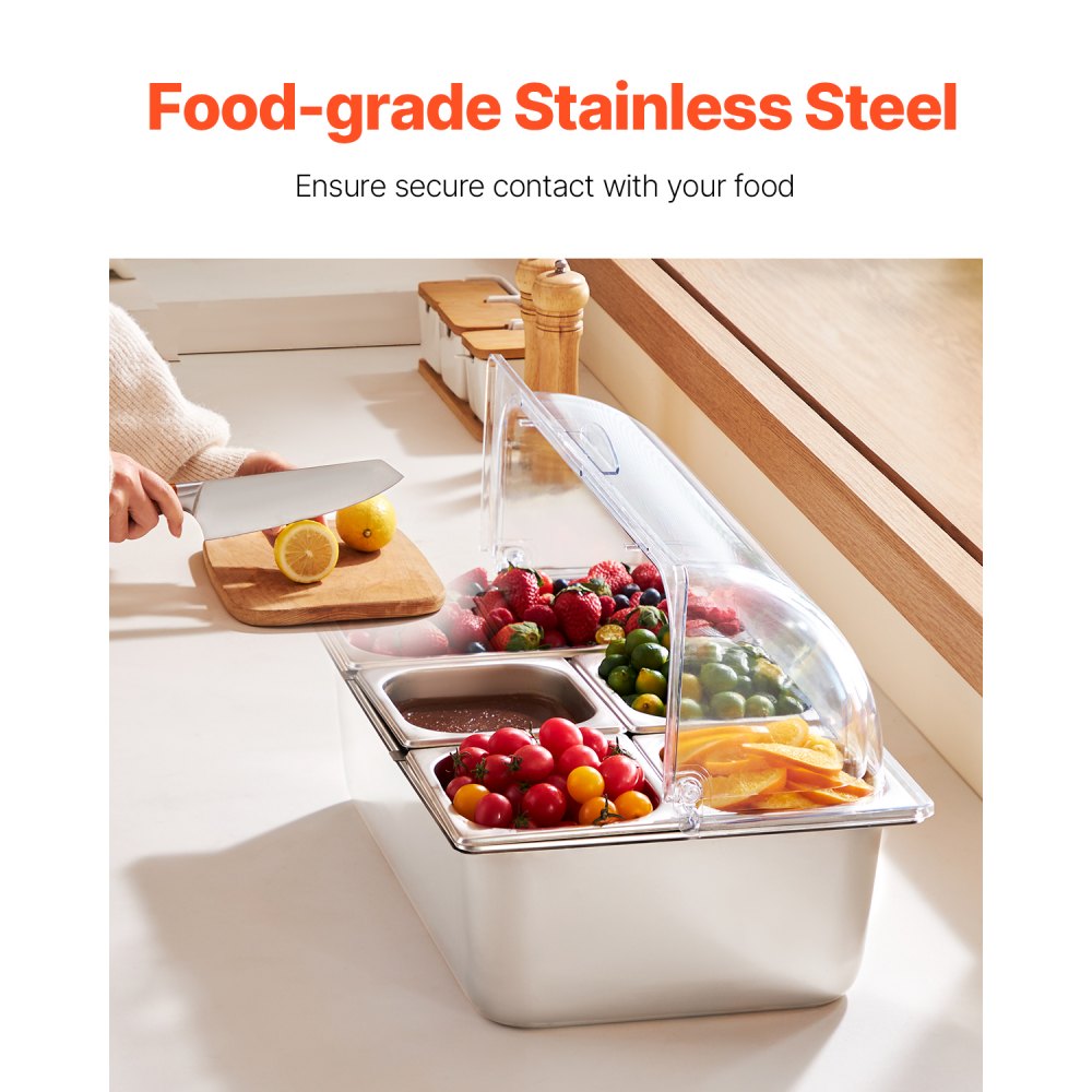 VEVOR Buffet Container – 5 Pan, 3 Freezer Box Food Display