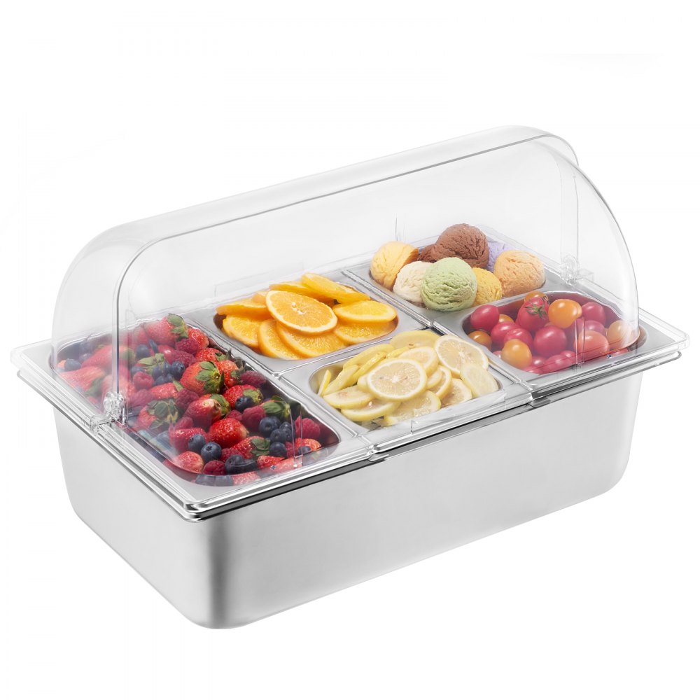 VEVOR Buffet Container – 5 Pan, 3 Freezer Box Food Display