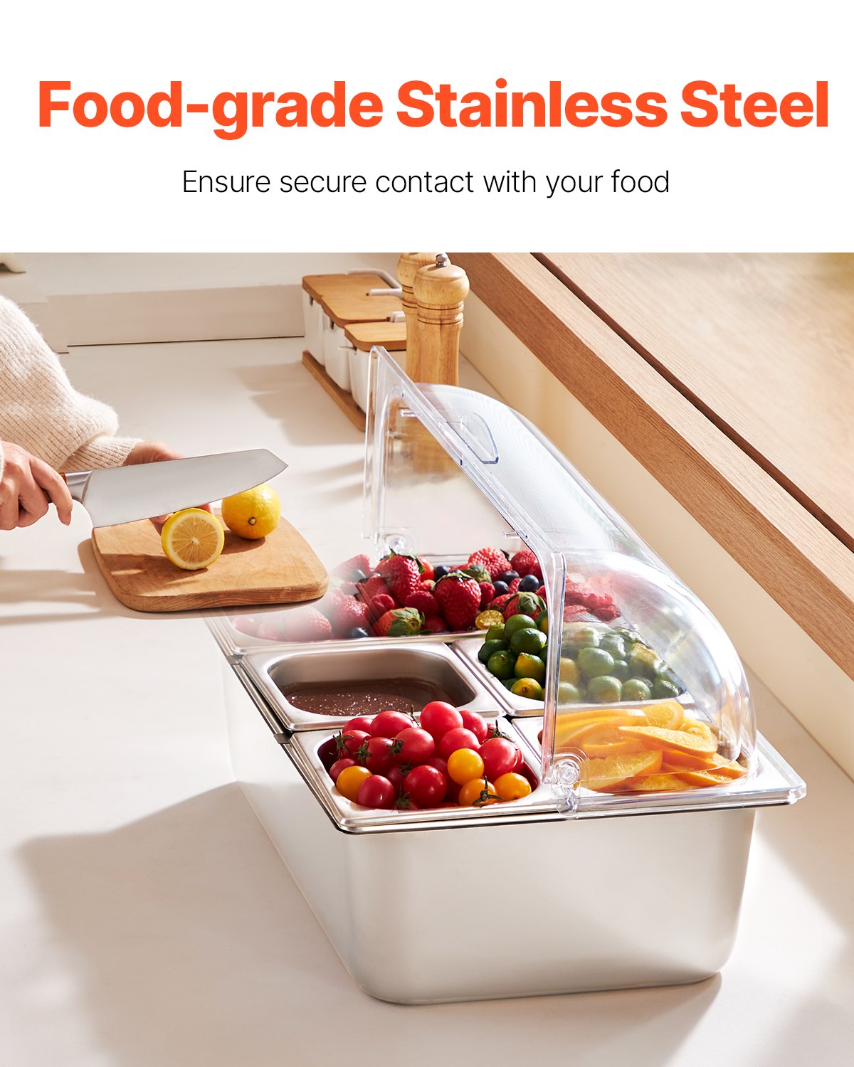 VEVOR Buffet Container – 5 Pan, 3 Freezer Box Food Display