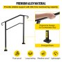 VEVOR Outdoor Stair Railing, Fit 2 or 3 Steps Alloy Metal Handrailing ...