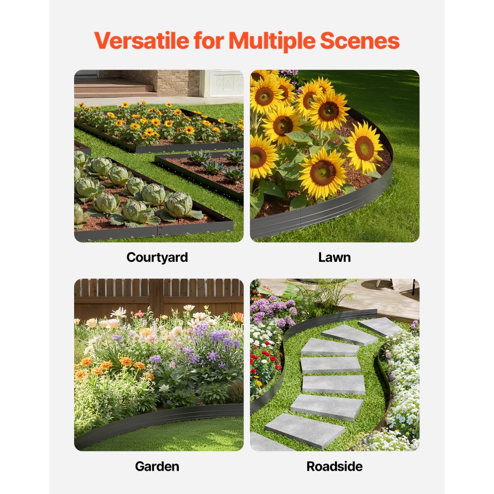 VEVOR Metal Landscape Edging, 10 Packs 60 in Rust-Resistant Aluminum ...