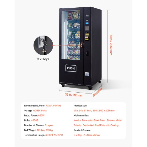 36 Slots Combo Vending Machine ICT Bill/Coin Acceptor Refrigerated ...