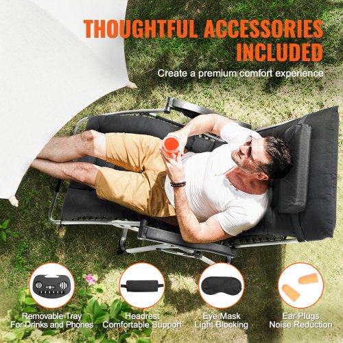 VEVOR Zero Gravity Chair 33" Zero Gravity Recliner Lounge Chair Indoor ...