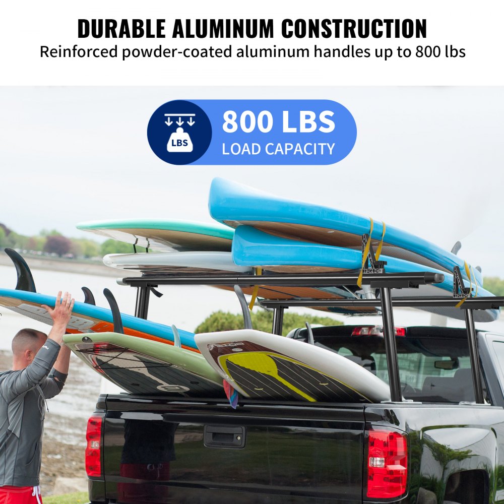 VEVOR Universal Truck Rack, 800 lbs Capacity, Extendable Aluminum ...