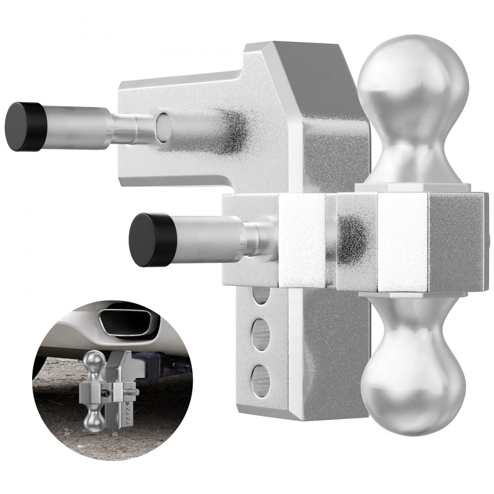 VEVOR Adjustable Trailer Hitch, Fits 2" Receiver, 4" Drop Ball Mount ...